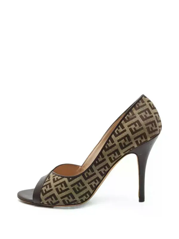 Fendi Zucca Peep-toe Sandals - Brown