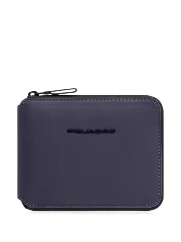 PIQUADRO Zip Wallet With 6 Card Slots And Rfid Protection - Blue
