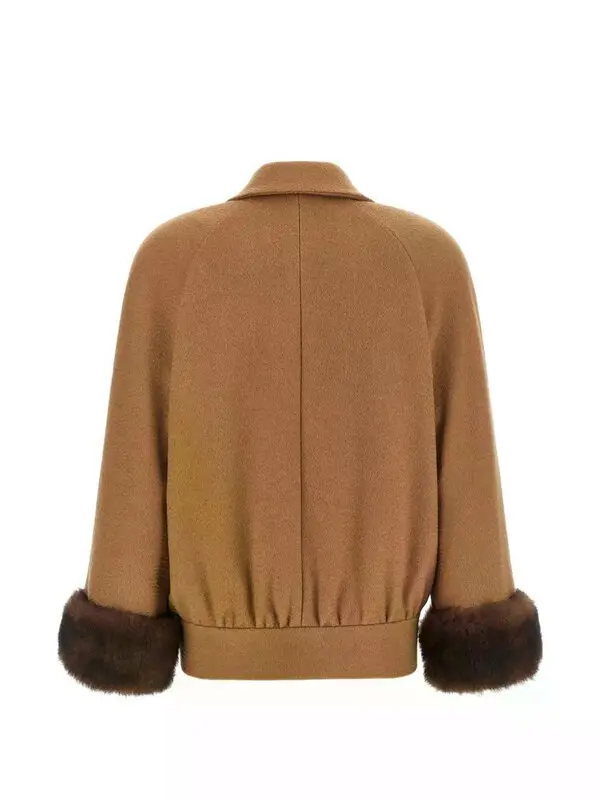 Valentino Garavani Fur-cuff Camel Hair Jacket