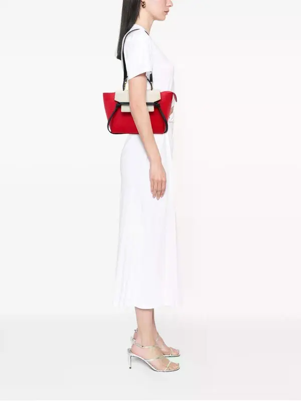 Celine 2015 Mini Tricolor Grained Calfskin Belt Bag Satchel - Red