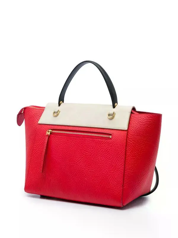 Celine 2015 Mini Tricolor Grained Calfskin Belt Bag Satchel - Red