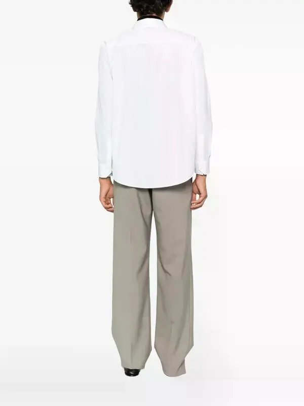 Saint Laurent Bib-front Embroidered-logo Shirt