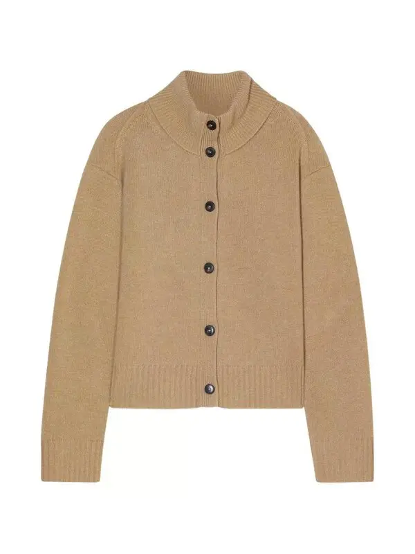 Closed Button-up Roll-neck Cardigan