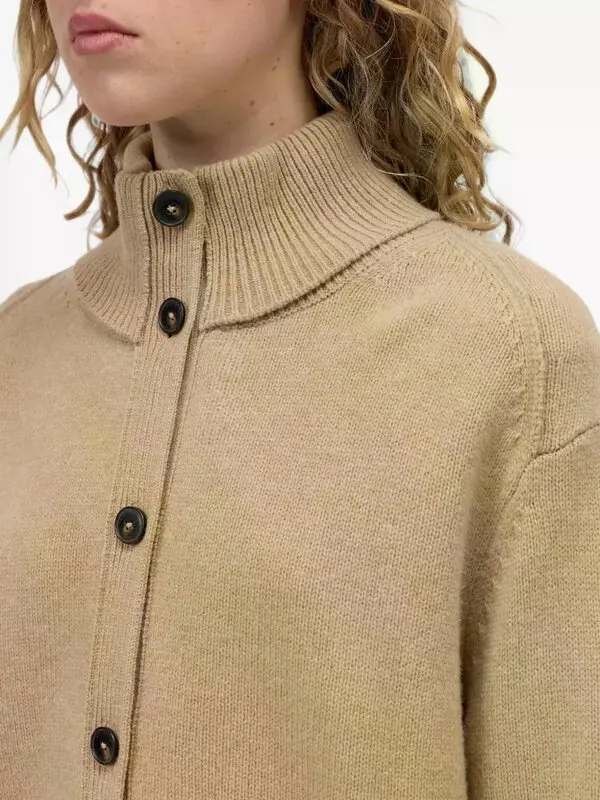 Closed Button-up Roll-neck Cardigan