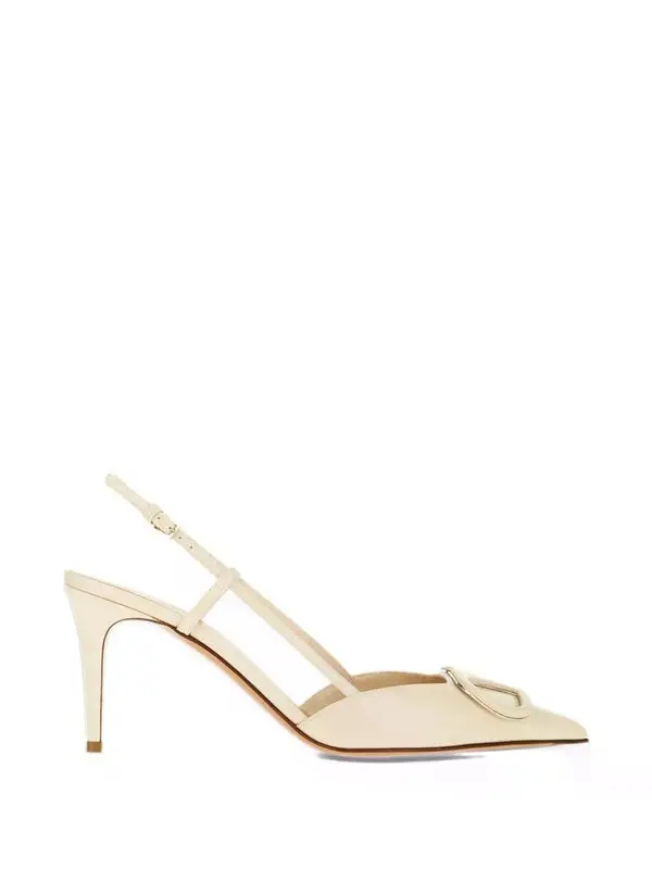 Valentino Garavani Vlogo Signature Patent Leather Slingback Pump 80mm - Neutrals