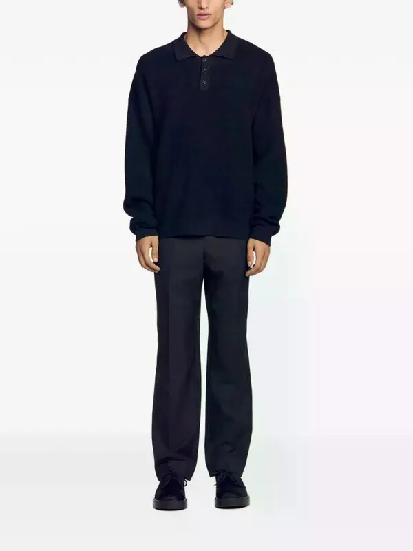 Sandro Ribbed Alpaca Polo Shirt