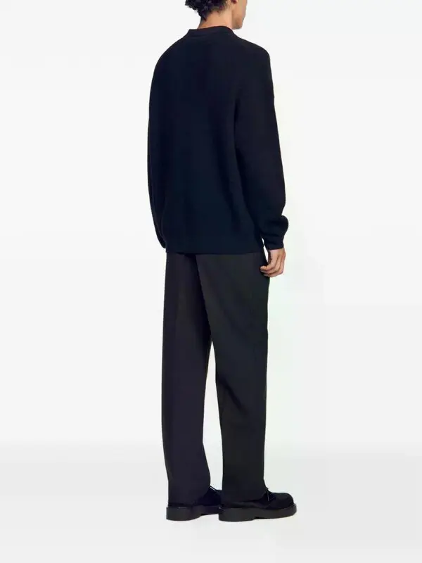 Sandro Ribbed Alpaca Polo Shirt - Black