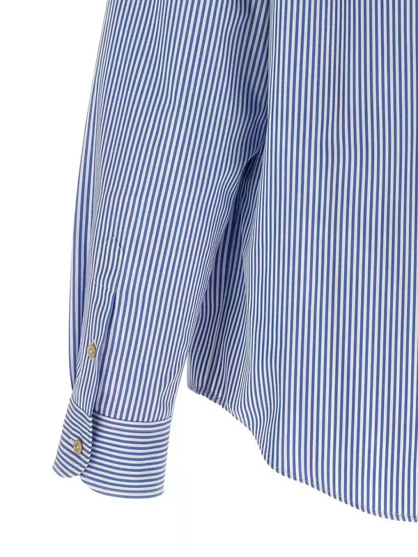 Valentino Garavani Long-sleeved Striped Cotton Shirt With Toggle
