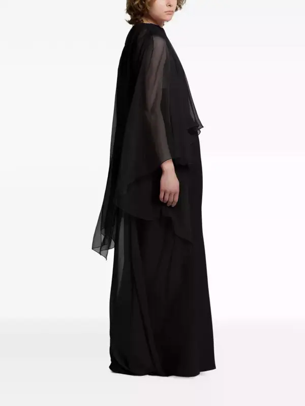 Alberta Ferretti Cape-overlay Mock-neck Maxi Dress