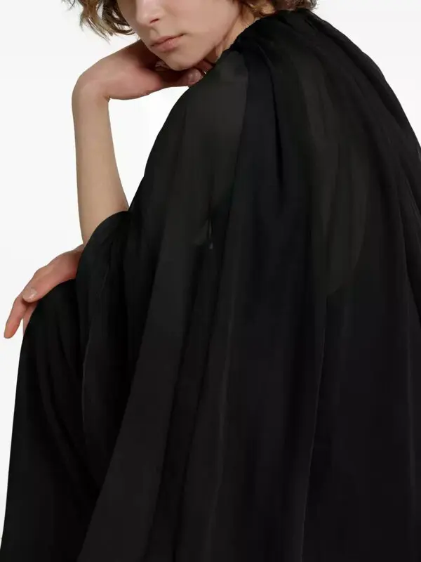 Alberta Ferretti Cape-overlay Mock-neck Maxi Dress