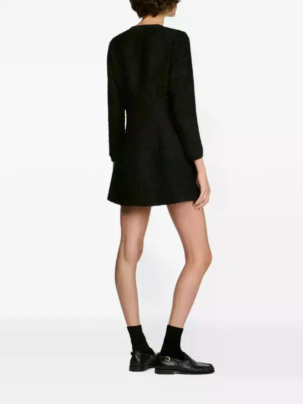 Sandro Tweed Dress With Metal Chain
