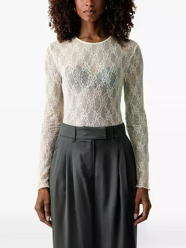 TWINSET Lace-patterned Long-sleeve Top - Neutrals