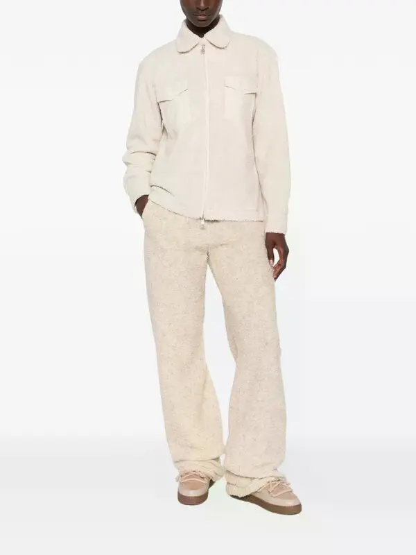 Moncler Fleece-texture Zip-up Jacket - Neutrals