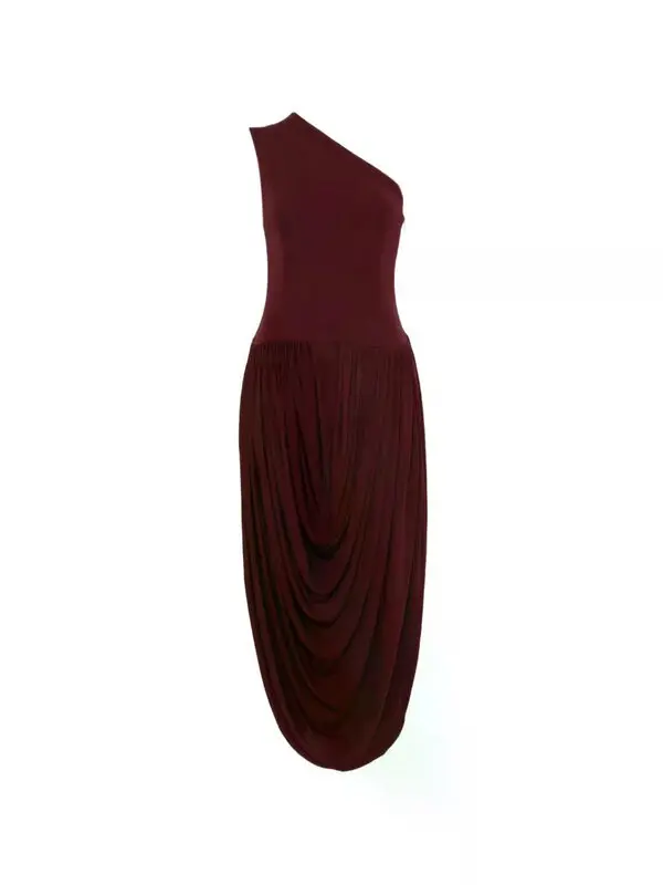 Brandon Maxwell Asymmetri-neck Midi Dress