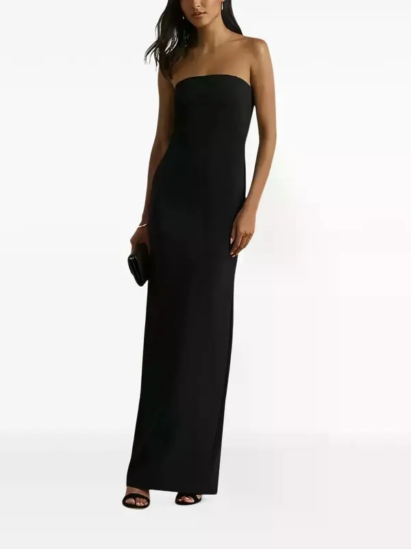 Ralph Lauren Strapless Rear-slit Gown Maxi Dress - Black