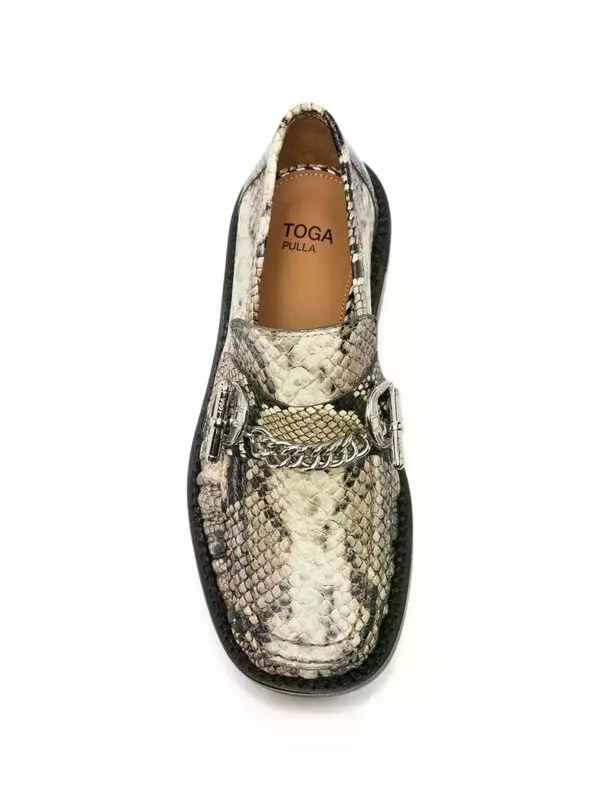 Toga Snake-effect Chain-detail Loafers - Neutrals
