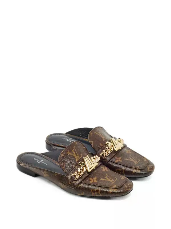 LOUIS VUITTON Upper Case Monogram Canvas Mules - Brown