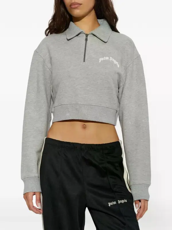 Palm Angels Cropped Quarter-zip Sweatshirt