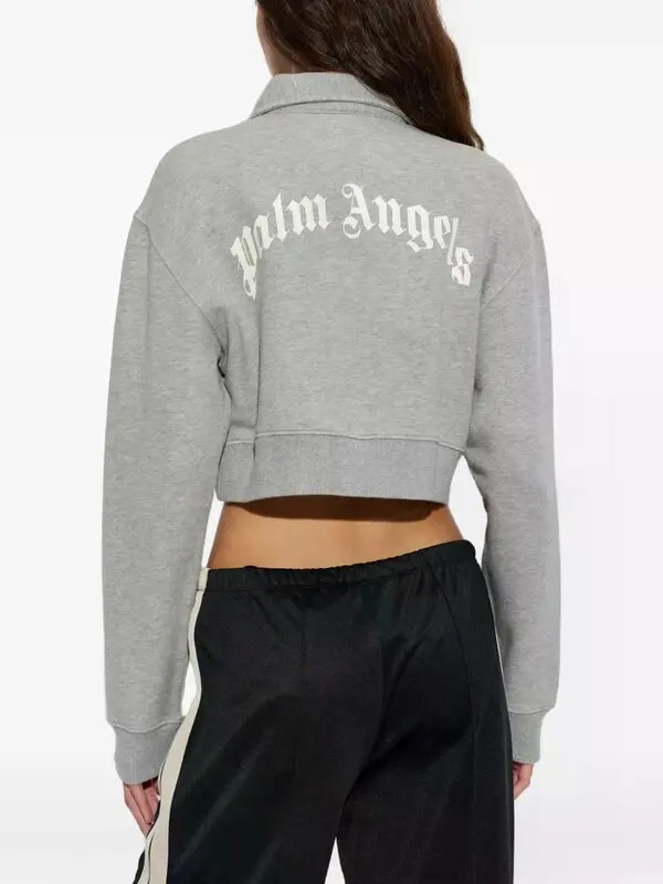 Palm Angels Cropped Quarter-zip Sweatshirt