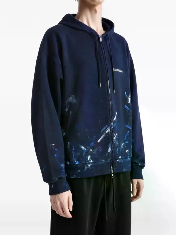Balenciaga Paint-splatter Logo-print Hoodie