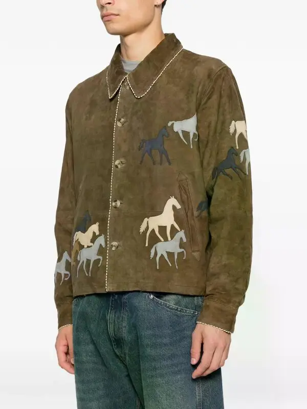 BAZISZT Valero Horse-patchwork Leather Jacket
