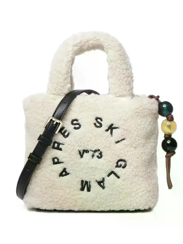 V°73 Teddy-effect Embroidered Tote Bag