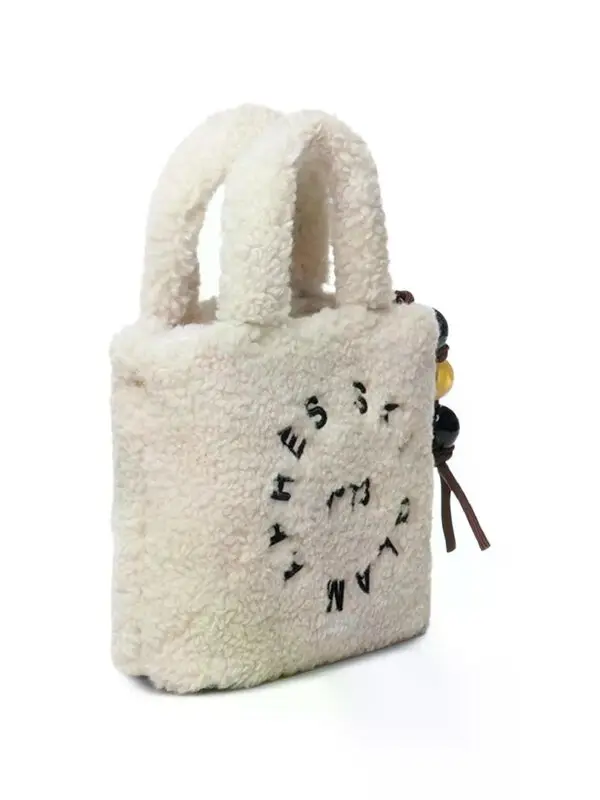 V°73 Teddy-effect Embroidered Tote Bag - Neutrals