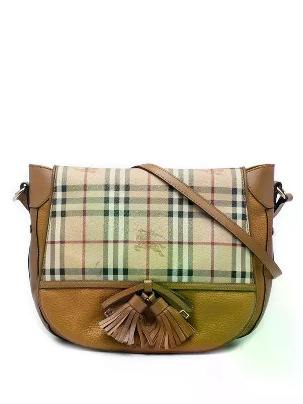 Burberry 2000-2017 Haymarket Check Coated Canvas And Calfskin Flap Shoulder Bag - Neutrals
