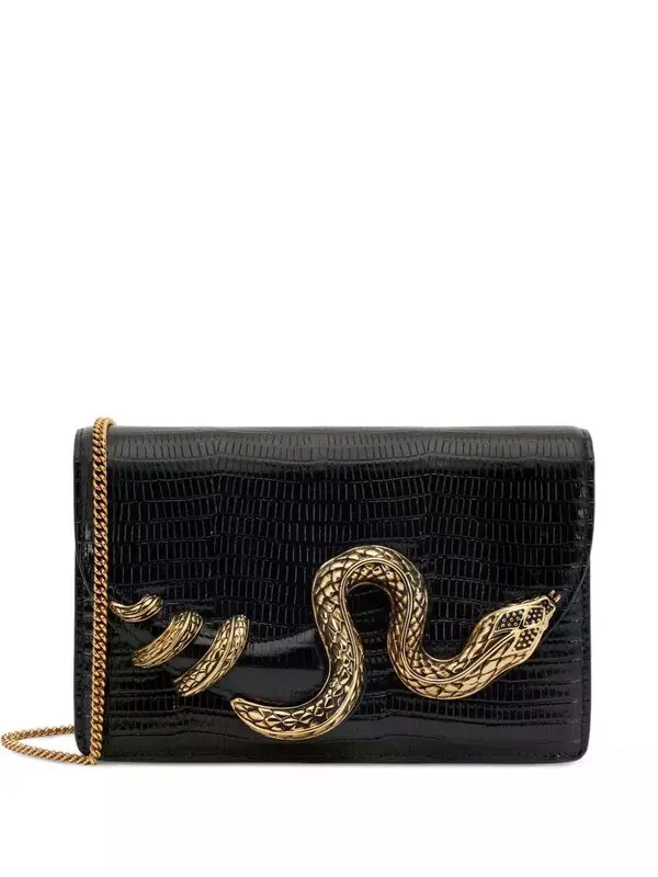 Roberto Cavalli Snake-motif Leather Clutch Bag