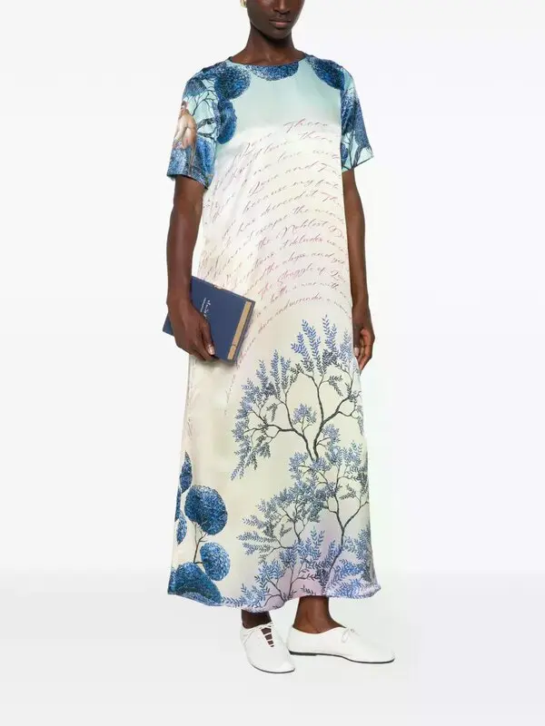 F.R.S FOR RESTLESS SLEEPERS Graphic-print Crew-neck Midi Dress - Neutrals