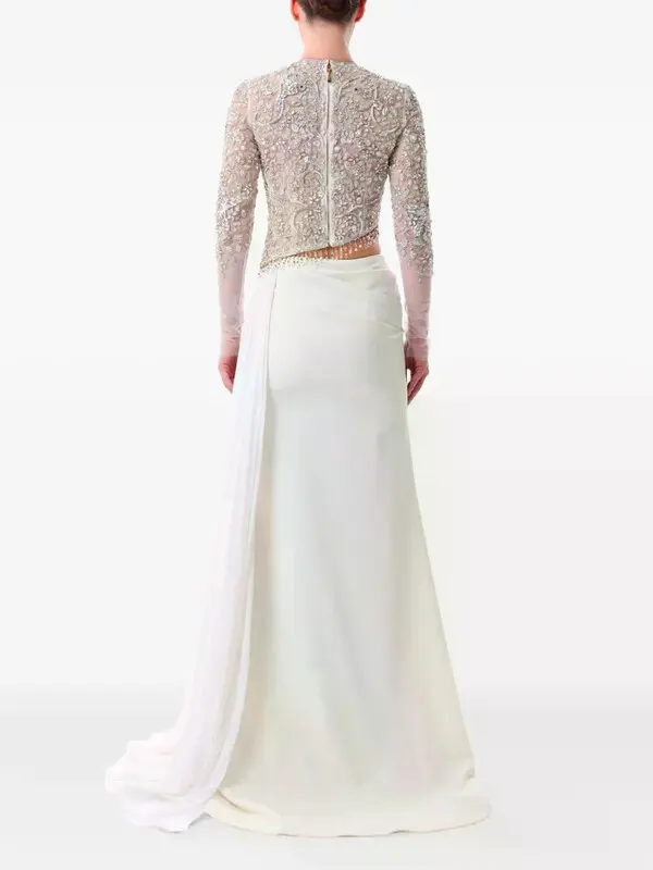 DINA MELWANI Embellished Draped Maxi Dress
