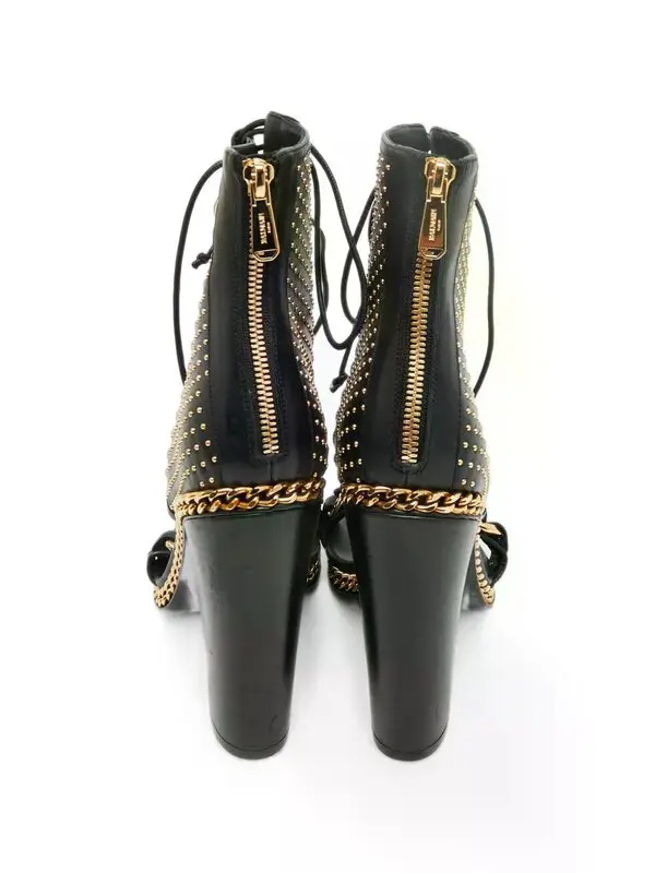 Balmain Studded Open-toe Ankle Boots