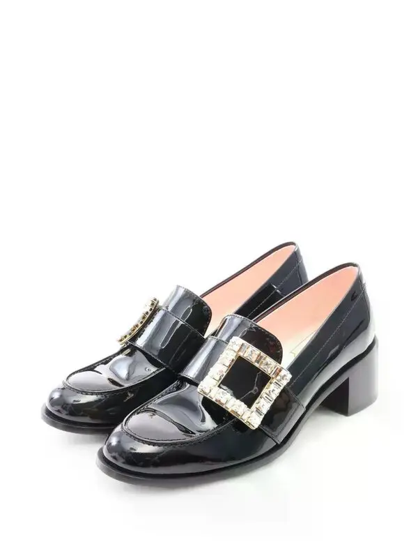 ROGER VIVIER Viv Ranger Strass Buckle Loafers - Black