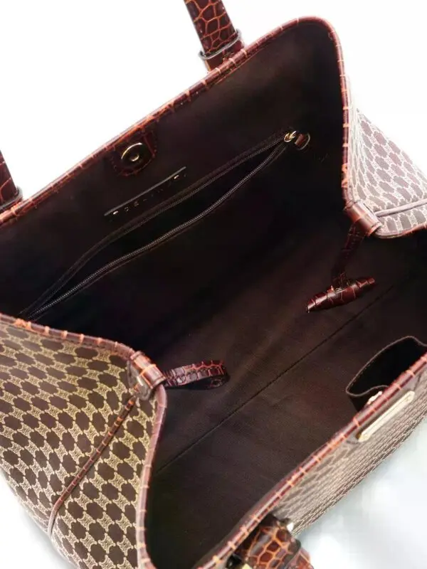 Celine 2010s Macadam Croc-embossed Tote Bag