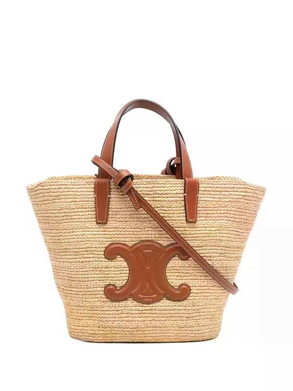 Celine 2025 Teen Supple Raffia Cuir Triomphe Classic Panier Tote Satchel