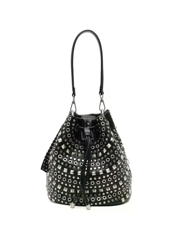 LA CARRIE Solid Stud-embellished Bucket Bag