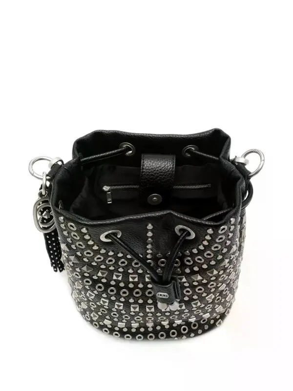 LA CARRIE Solid Stud-embellished Bucket Bag