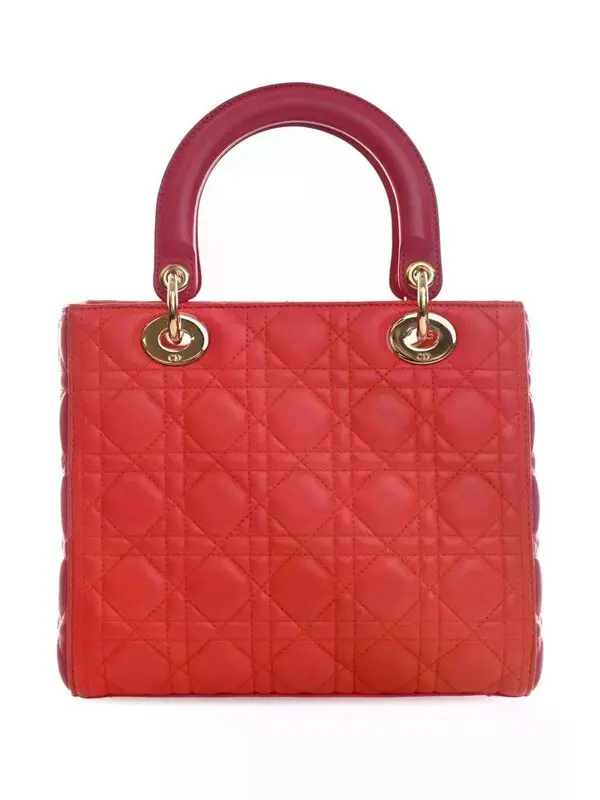 Dior 2014 Medium Bicolor Lambskin Cannage Lady Satchel