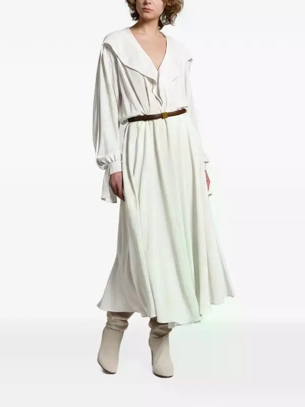 Alberta Ferretti Ruffled-collar Belted Midi Dress