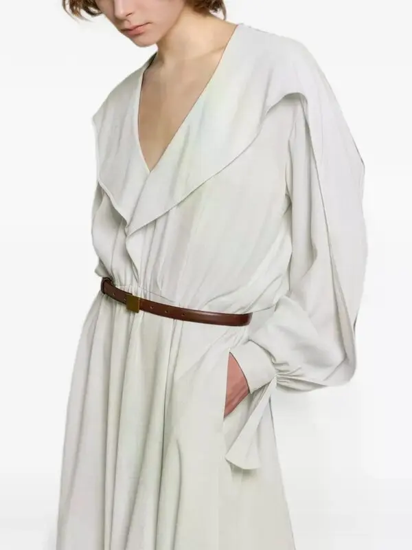 Alberta Ferretti Ruffled-collar Belted Midi Dress