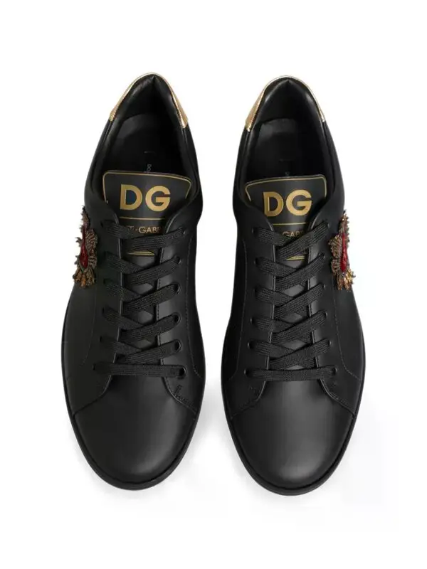Dolce & Gabbana Heart-embellished Leather Sneakers
