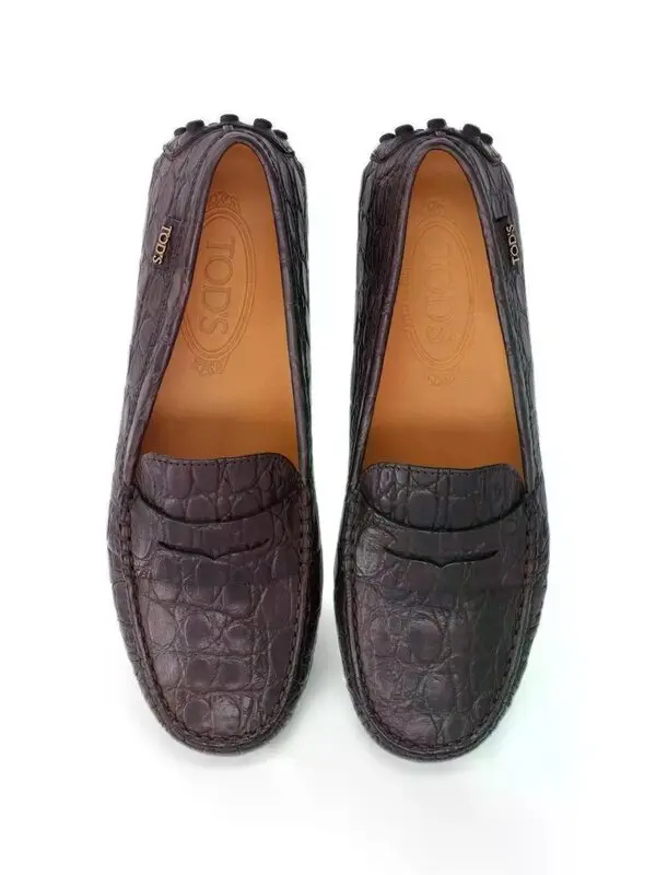 TOD'S Gommino Crocodile-effect Leather Loafers