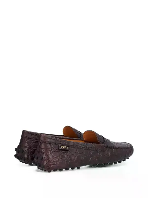 TOD'S Gommino Crocodile-effect Leather Loafers
