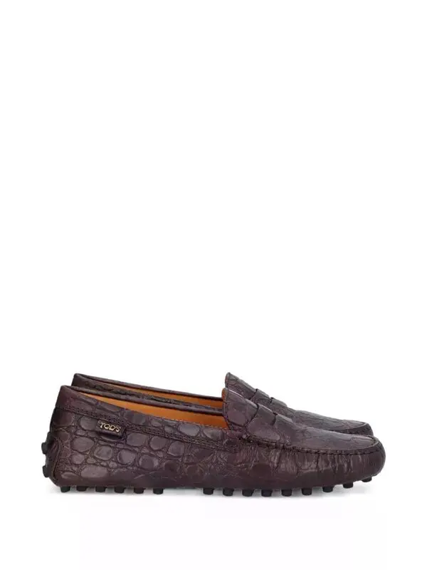 TOD'S Gommino Crocodile-effect Leather Loafers