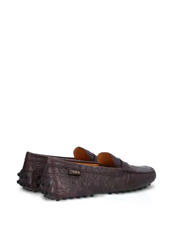 TOD'S Gommino Crocodile-effect Leather Loafers
