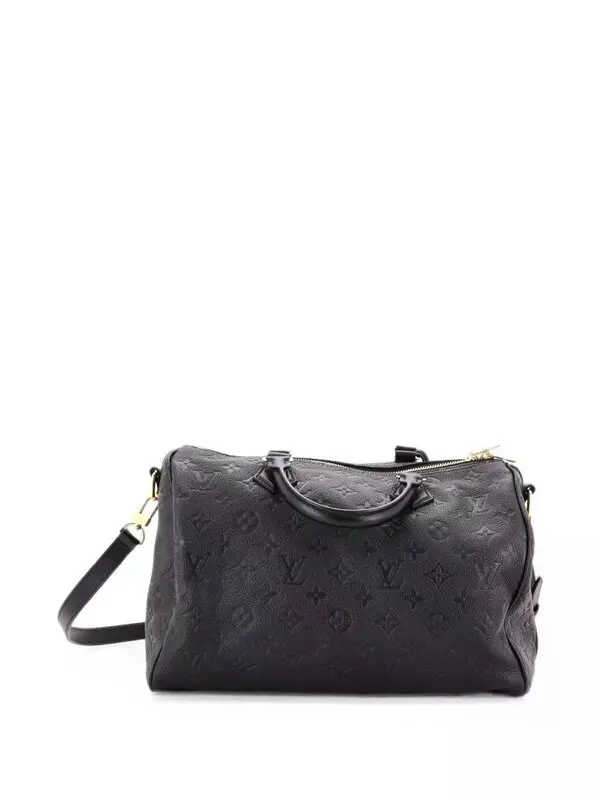 LOUIS VUITTON Speedy Soft Bandouliere Bag Monogram Empreinte Leather 30 Satchel - Black