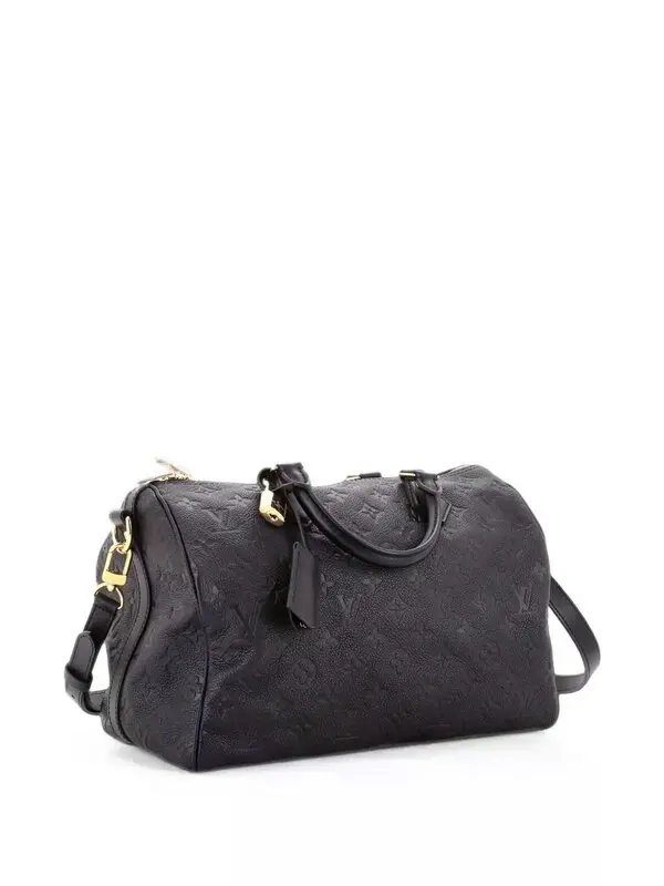 LOUIS VUITTON Speedy Soft Bandouliere Bag Monogram Empreinte Leather 30 Satchel - Black