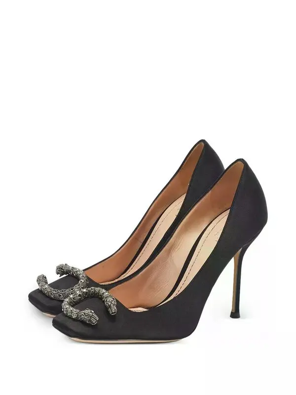 Gucci Dionysus Square-toe Pumps - Black