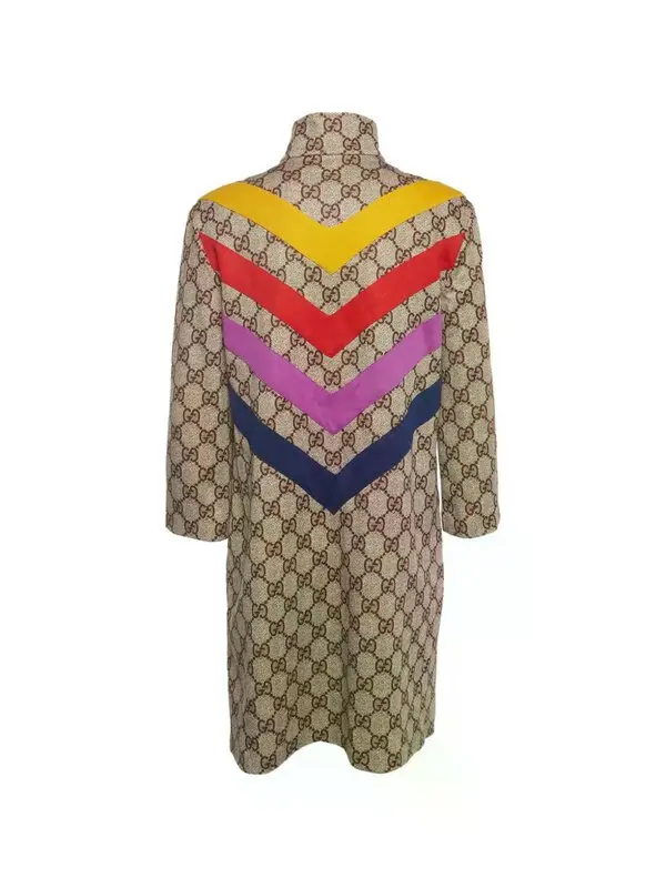 Gucci Gg Supreme Chevron-striped Midi Dress