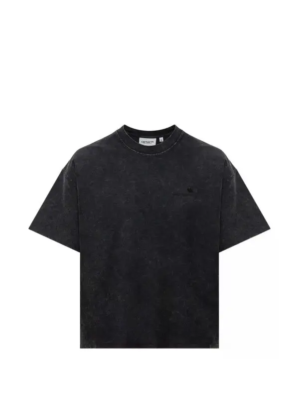 Carhartt Work In Progress S/s Lambert Logo-embroidered Acid-wash T-shirt - Black